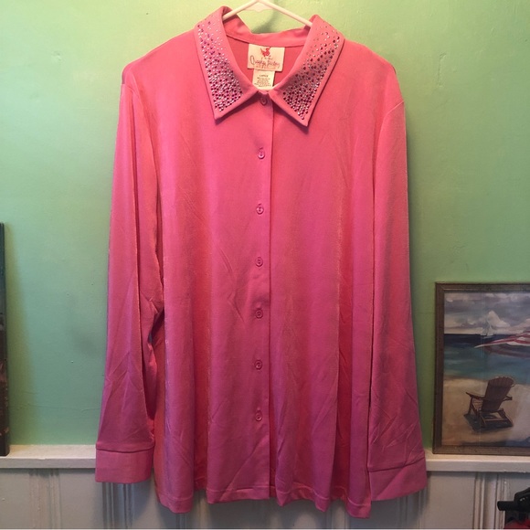 Quacker Factory | Tops | Nwt Quaker Factory Pink Button Down Blouse ...